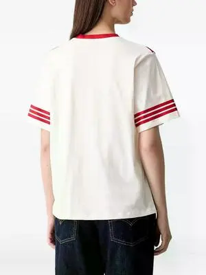 Stine Goya Logo Print Striped Sleeve T-shirt