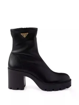 Prada Stretch-nappa Leather Booties - Black