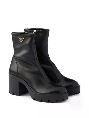 Prada Stretch-nappa Leather Ankle Boots With Enamelled Triangle Logo