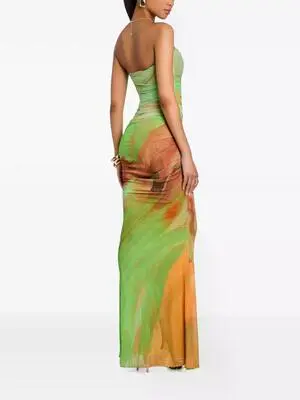 Retrofete Isadore Ruched Mesh Maxi Dress - Green