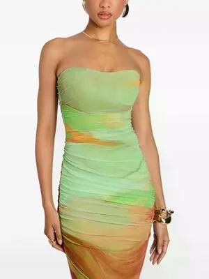 Retrofete Isadore Ruched Mesh Maxi Dress - Green