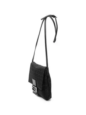Fendi Monogram Pattern Shoulder Bag - Black