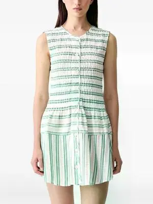 Stine Goya Smocked Striped Mini Dress - White
