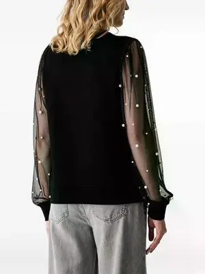 Karl Lagerfeld Faux-pearl Sheer-sleeve Top