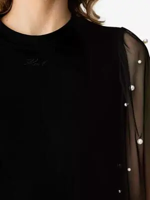 Karl Lagerfeld Faux-pearl Sheer-sleeve Top