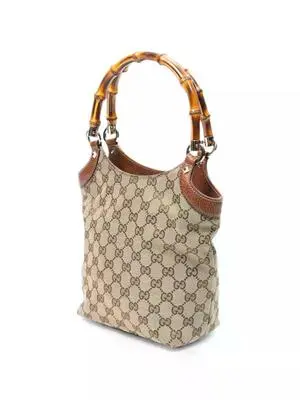 Gucci Bamboo Gg Canvas Tote Bag - Neutrals