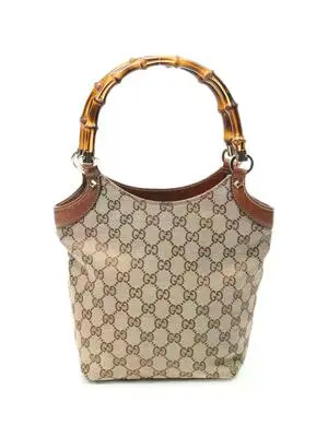 Gucci Bamboo Gg Canvas Tote Bag - Neutrals
