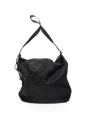 Fendi Large Zucchino-pattern Shoulder Bag - Black