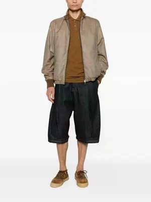 Moncler Checked High Neck Zip-up Jacket - Brown