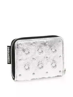Dsquared2 Craquelé-effect Eyelet-embellished Wallet - Silver