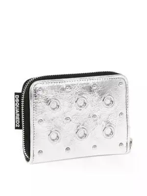 Dsquared2 Craquelé-effect Eyelet-embellished Wallet - Silver