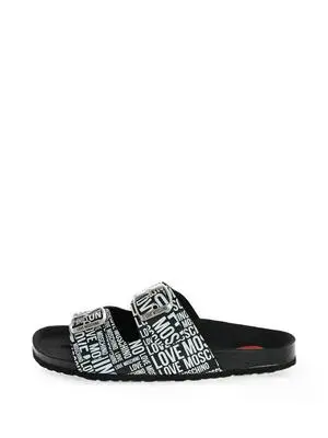 Moschino Logo-print Buckled Sandals - Black