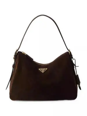 Prada Aimée Medium Suede Shoulder Bag - Brown