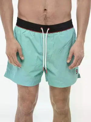 DIESEL® Logo Patch Drawstring Swim Shorts - Blue