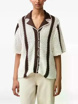 Stine Goya Crochet-knit Striped Cardigan - White