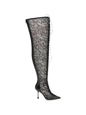JIMMY CHOO Scarlett Over-the-knee Lace Boots - Black