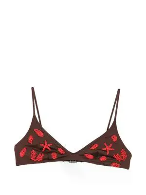 MC2 SAINT BARTH Paloma Embellished Triangle Bikini Top