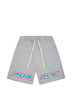 PURPLE BRAND Logo Print Drawstring Shorts - Grey