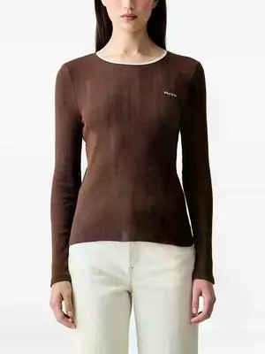 Stine Goya Ribbed-knit Long-sleeve Top - Brown