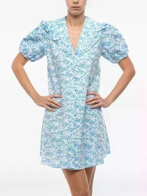 SAMSOE SAMSOE Jytta Floral-print Ruffled-collar Mini Dress