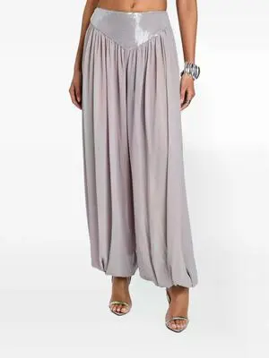 Retrofete Greige Sequin-embellished Wide-leg Trousers