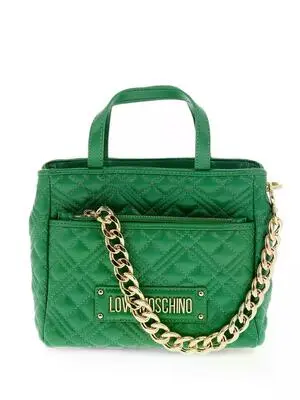 Moschino Quilted Logo-plaque Tote Bag - Green