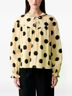 Stine Goya Polka-dot Ruffled Blouse - Yellow