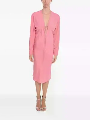 SUPER BLOND Cut-out Long-sleeve Midi Dress - Pink