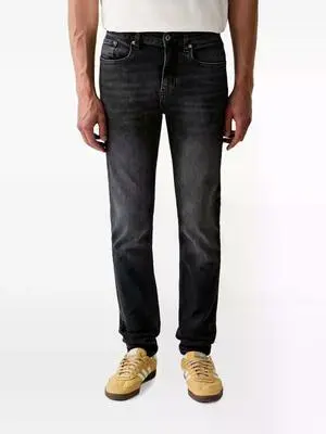Karl Lagerfeld Logo-print Whiskered Slim-fit Jeans - Black