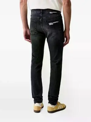 Karl Lagerfeld Logo-print Whiskered Slim-fit Jeans