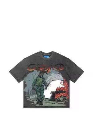 GODSPEED Khaos Graphic-print Washed T-shirt - Grey