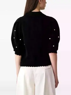 Stine Goya Polka-dot Puff-sleeve Cardigan