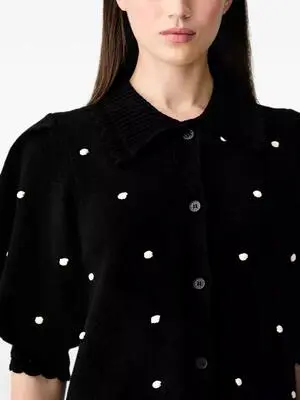 Stine Goya Polka-dot Puff-sleeve Cardigan