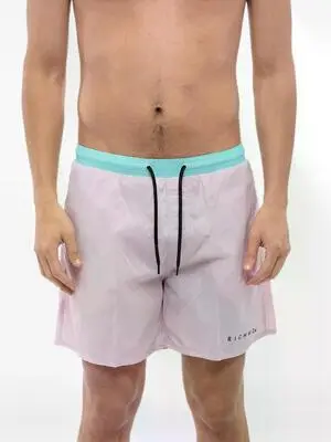 John Richmond Logo Print Drawstring Swim Shorts - Pink