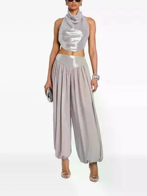 Retrofete Pyna Sequin Embellished Halterneck Top - Grey