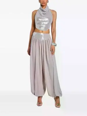 Retrofete Pyna Sequin Embellished Halterneck Top - Grey