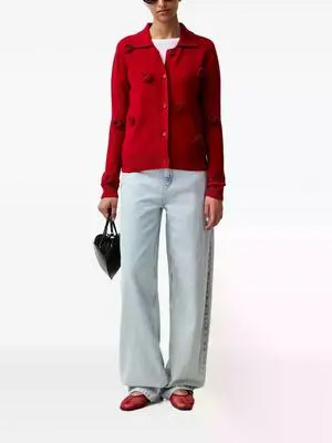 Stine Goya Flower Appliqué Collar Cardigan