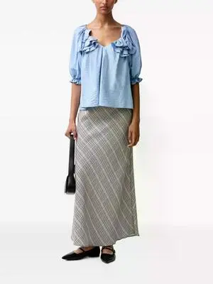 Stine Goya Ruffled Puff-sleeve Top - Blue