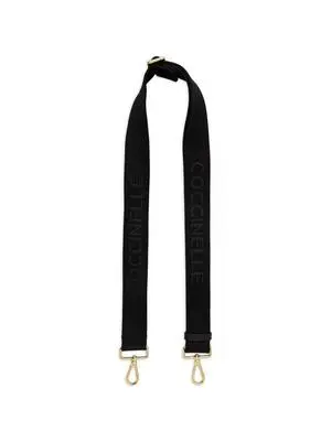 COCCINELLE Embroidered Logo Shoulder Strap With Gold-tone Hardware - Black