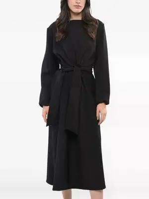 OBLÒ UNIQUE Tie-waist Long-sleeve Midi Dress - Black