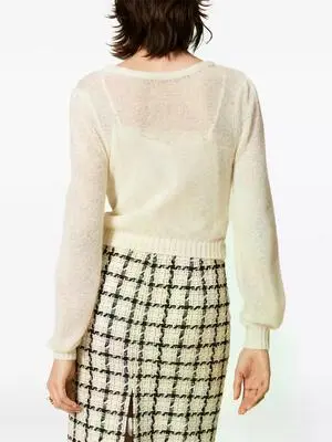 TWINSET Reversible Knit Shrug With Criss-cross Detail And Puff Sleeves - Neutrals