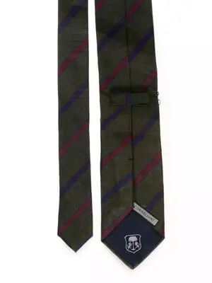 Corneliani Striped Silk Tie - Green