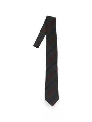 Corneliani Striped Silk Tie - Green