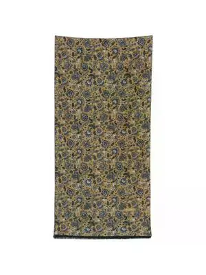 Kiton Floral-print Frayed-edge Scarf - Green