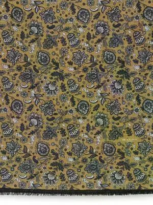 Kiton Floral-print Frayed-edge Scarf