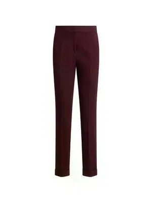 Etro Cropped Wool Jacquard Trousers With Medallion Motif - Red