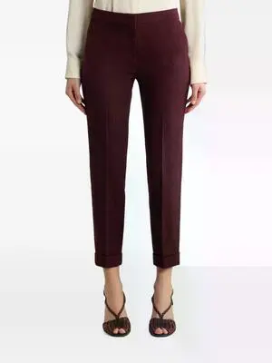 Etro Cropped Wool Jacquard Trousers With Medallion Motif