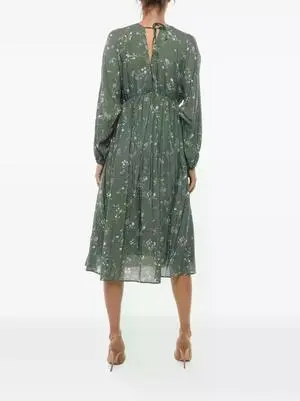SAMSOE SAMSOE Samsøe Samsøe Gertrud Floral-print Long-sleeve Midi Dress - Green