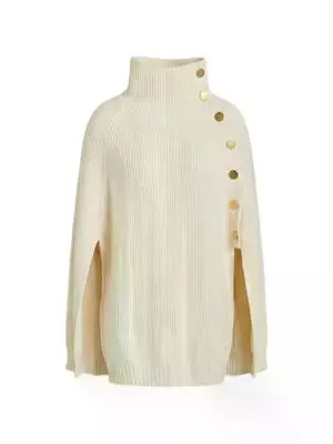 Alberta Ferretti Ribbed-knit Button-fastening Cape