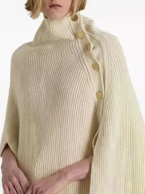 Alberta Ferretti Ribbed-knit Button-fastening Cape
